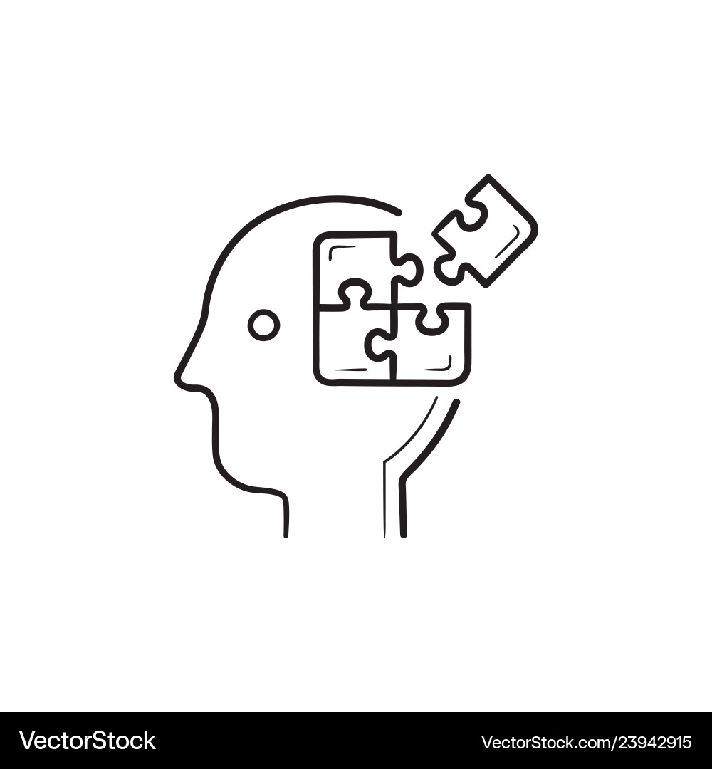 Brain puzzle hand drawn outline doodle icon Vector Image