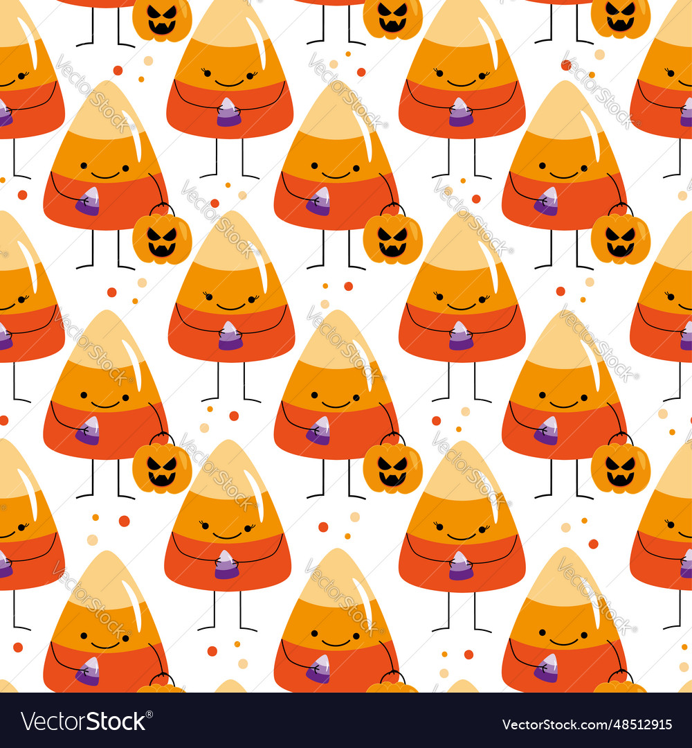Candy corn seamless pattern - cute smiley candy co