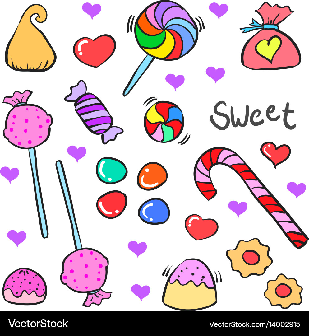 Doodle of candy various design style Royalty Free Vector