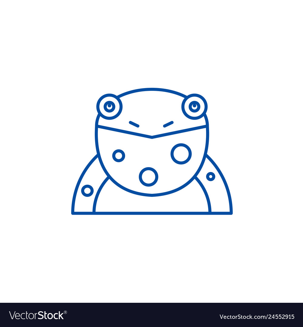 Funny frog line icon concept flat Royalty Free Vector Image