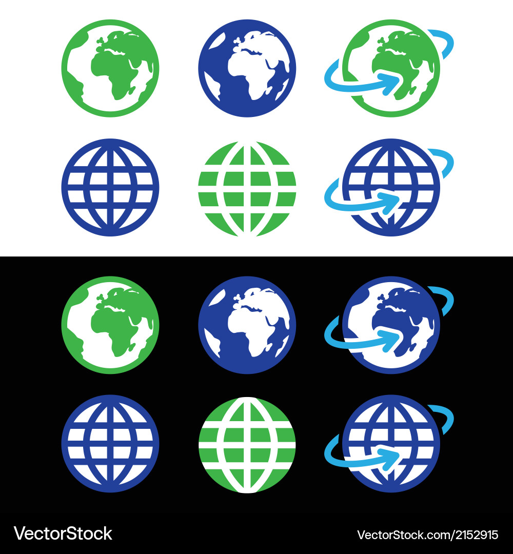Globe earth icons in color Royalty Free Vector Image