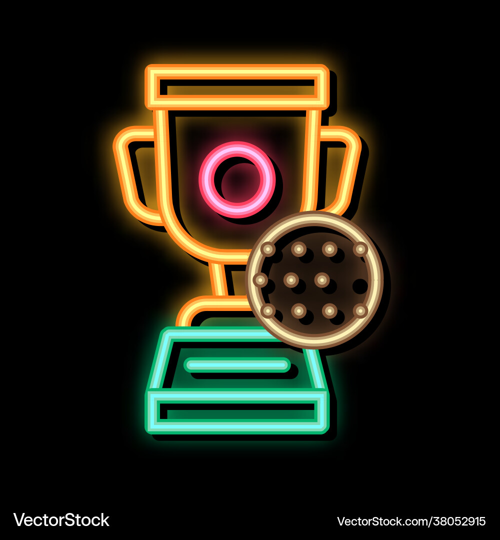 Golf champion cup neon glow icon Royalty Free Vector Image