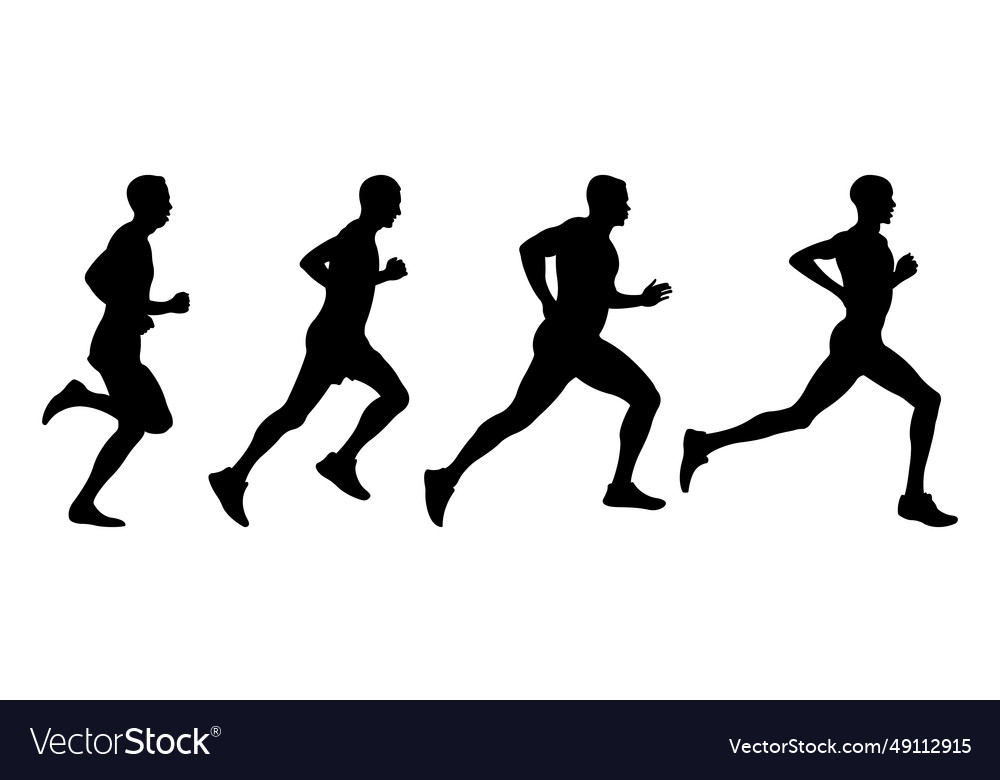 Group of running men Royalty Free Vector Image