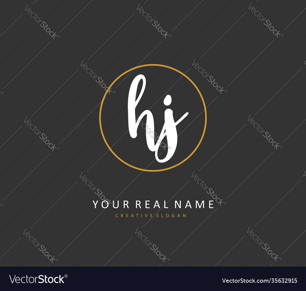 Hj Initial Letter Handwriting And Signature Logo Vector Image