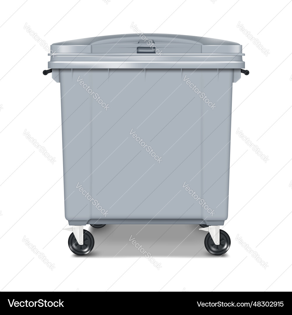 Large outdoor plastic dustbin with hinged lid Vector Image