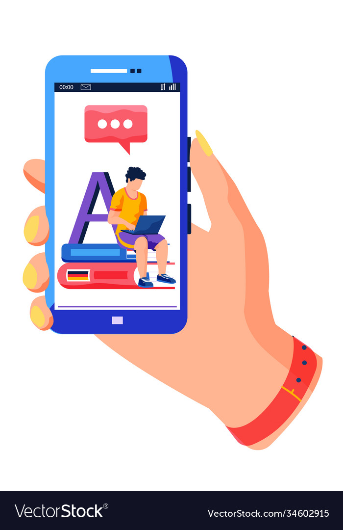 Learning different languages online screen Vector Image