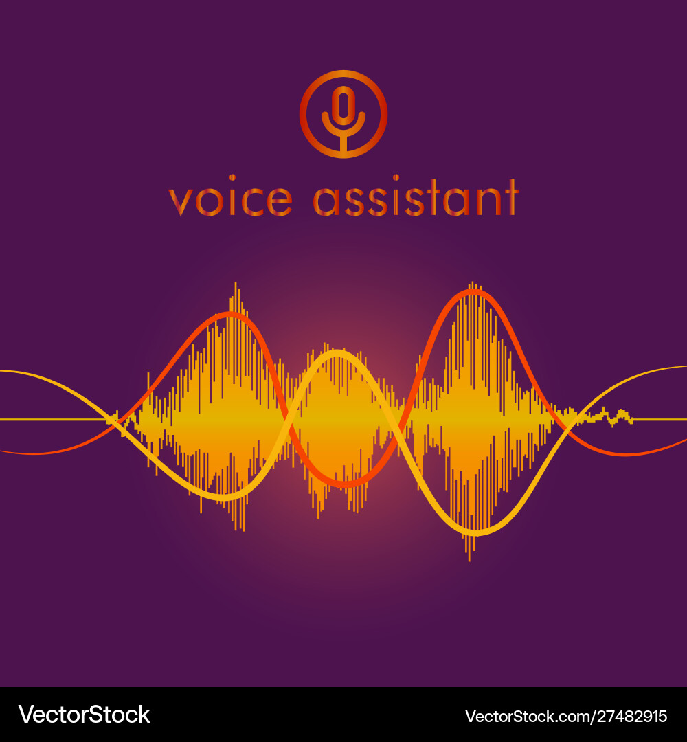 Microphone button with bright voice and sound Vector Image