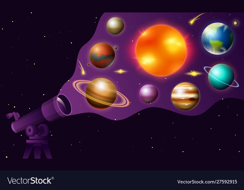 Planets in solar system and astronaut spaceman Vector Image