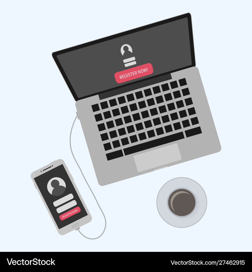 Registration new account sign in page on computer Vector Image