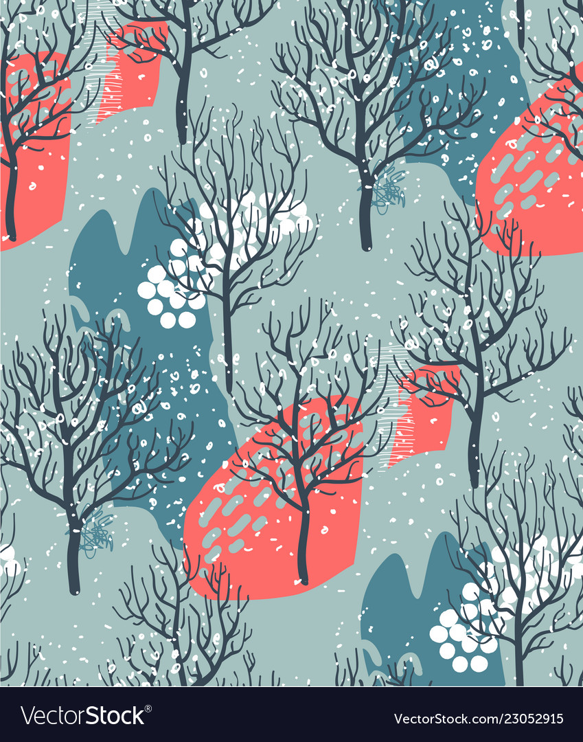 Seamless pattern with winter forest Royalty Free Vector