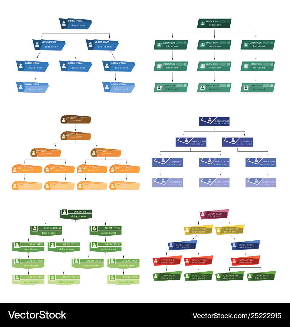 Set six colorful business structure concept Vector Image