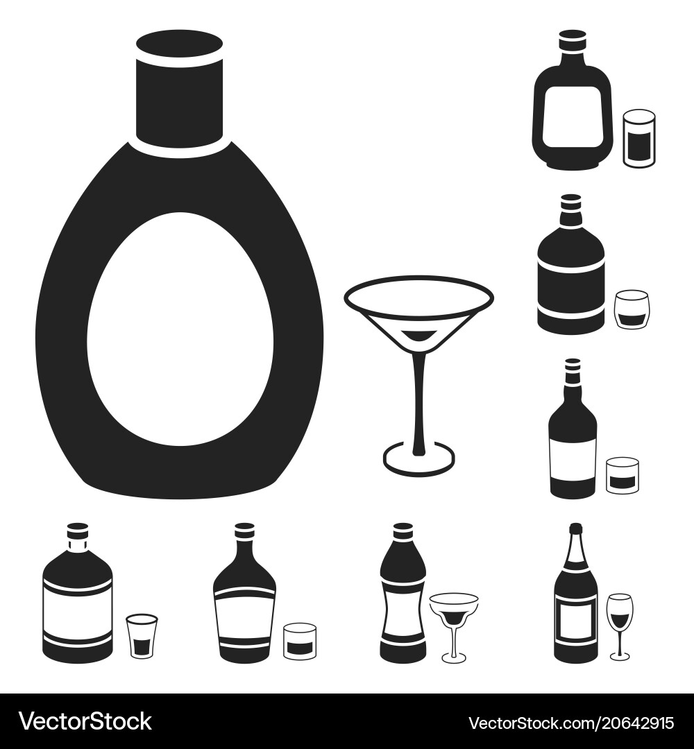 Types alcohol black icons in set collection Vector Image