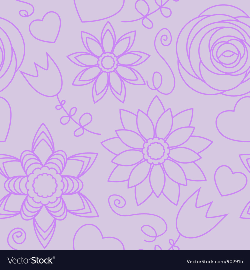 Violet flowers seamless pattern Royalty Free Vector Image
