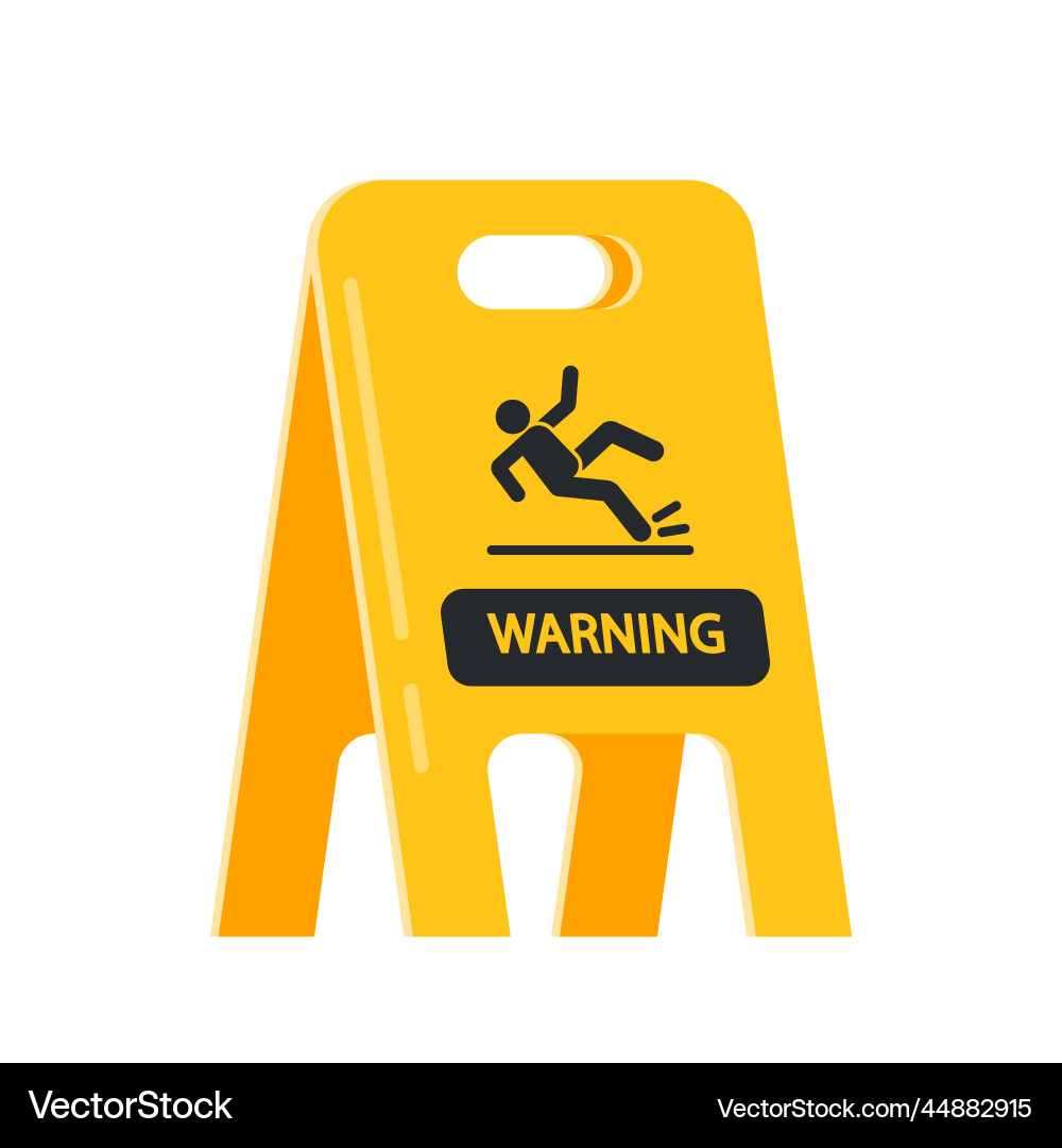Yellow boards with wet floor warning precaution Vector Image