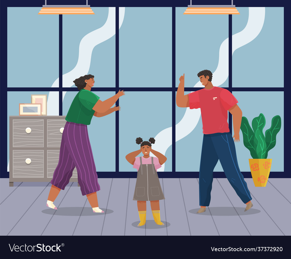 Angry husband and wife swear in presence of Vector Image