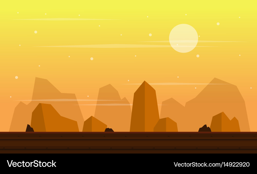 At sunset cliff scenery game background Royalty Free Vector
