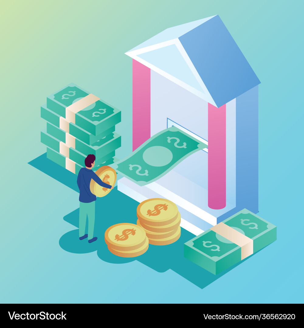 Bank and money Royalty Free Vector Image - VectorStock