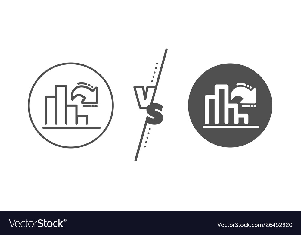 Decreasing graph line icon column chart sign Vector Image