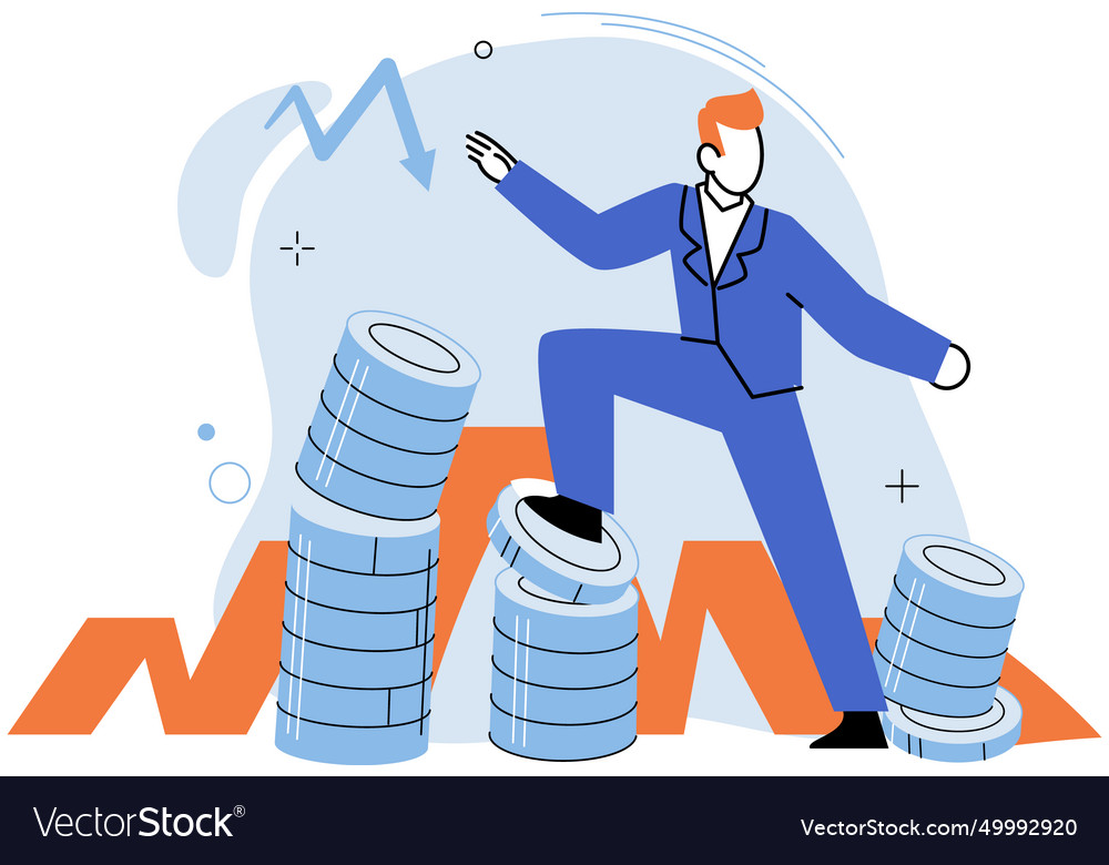 Falling economy businesses face financial Vector Image Falling economy businesses face financial Vector Image