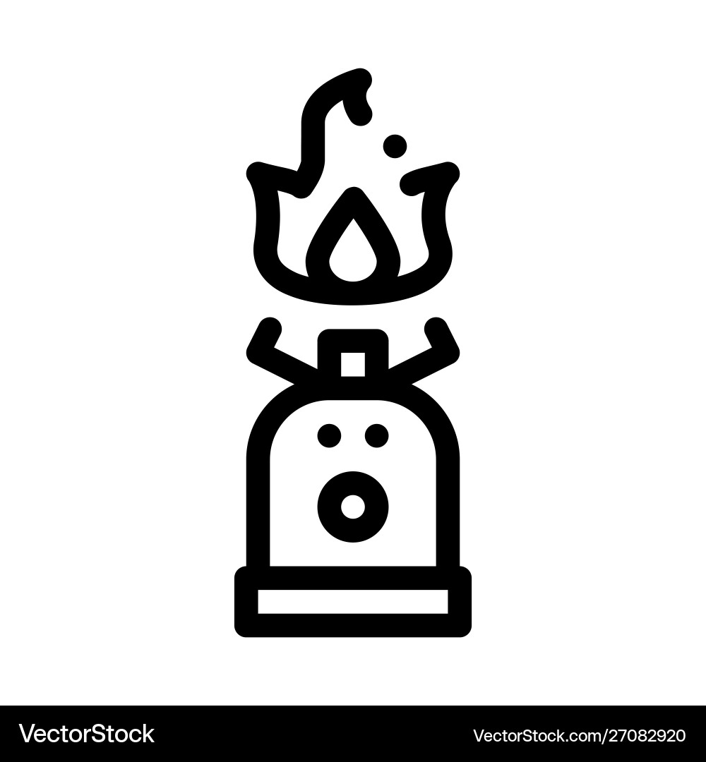 Gaz cylinder with fire for cooking icon Royalty Free Vector