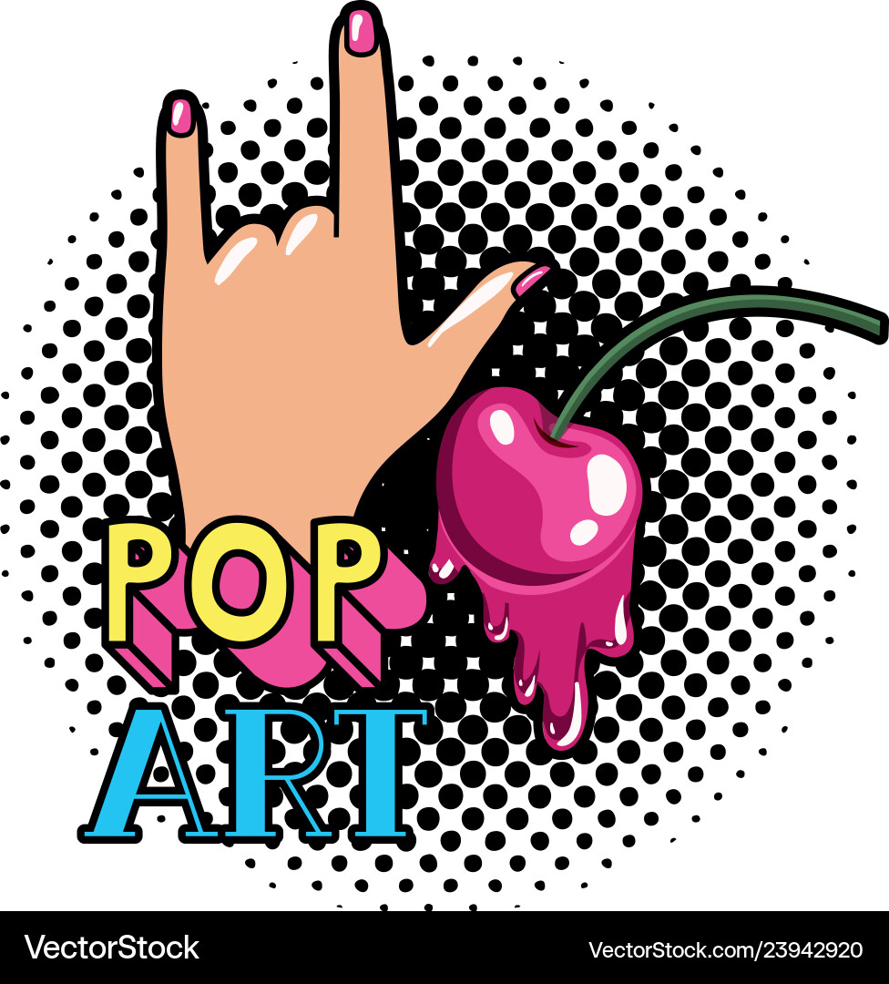 Hand with sign rock pop art Royalty Free Vector Image