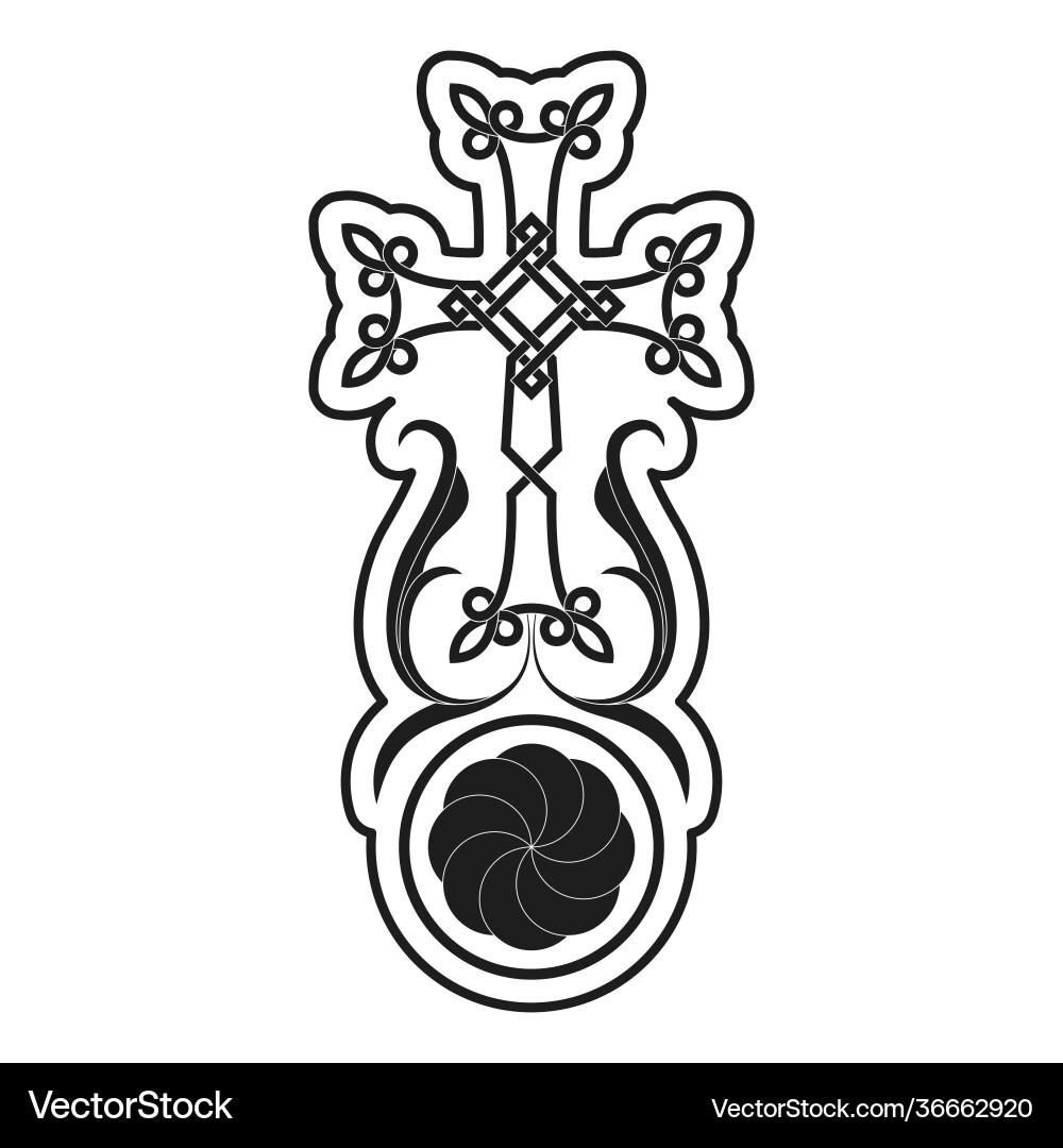 Icon with ancient armenian symbol khachkar Vector Image
