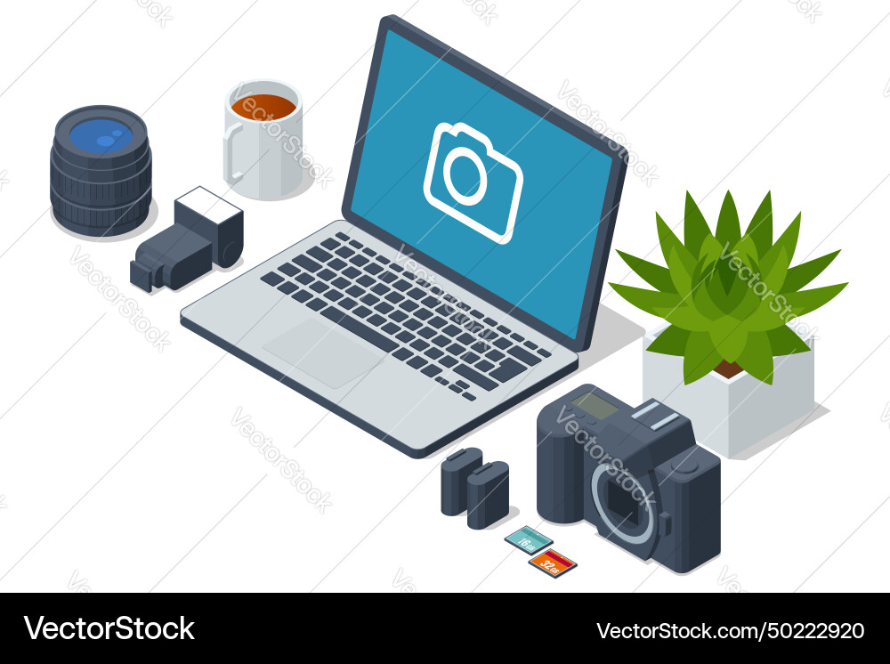 Isometric professional dslr photo camera digital Vector Image