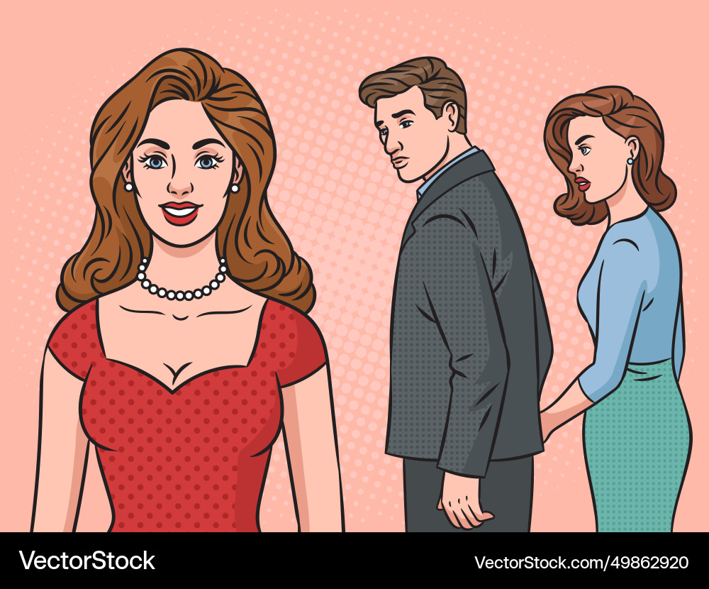 Meme guy looking at another girl pop art Vector Image