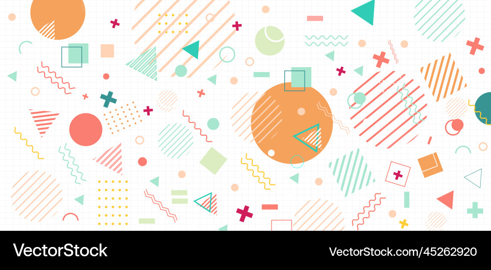 Memphis geometric background colorful shapes Vector Image