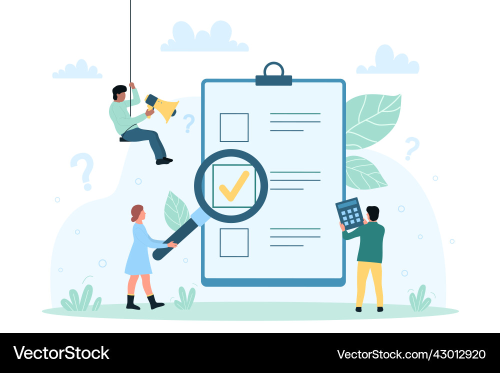 Online survey test form with checklist and result Vector Image