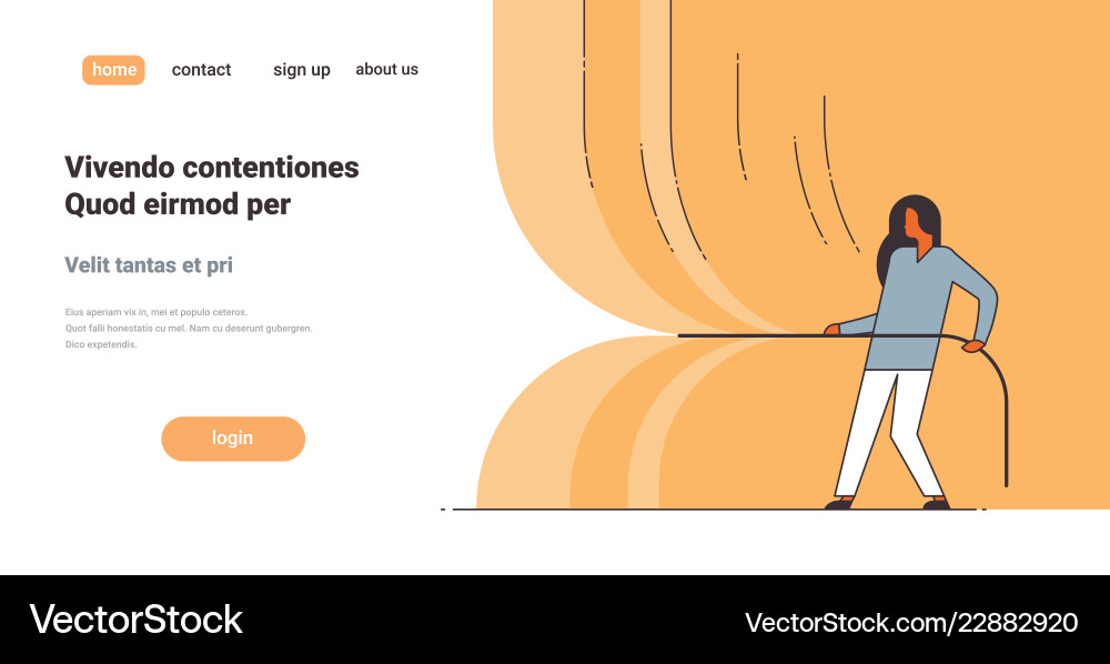 Woman pulling rope opening grand ceremony Vector Image