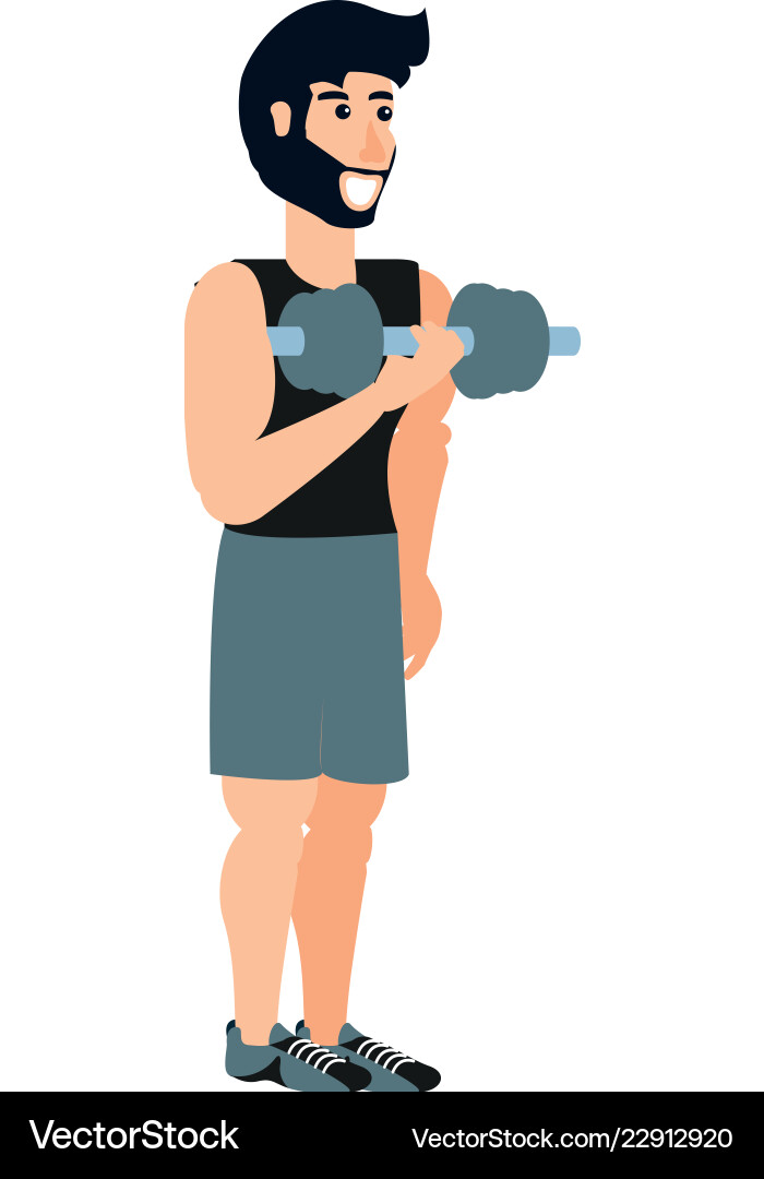 Young athletic man with dumbbell sport Royalty Free Vector