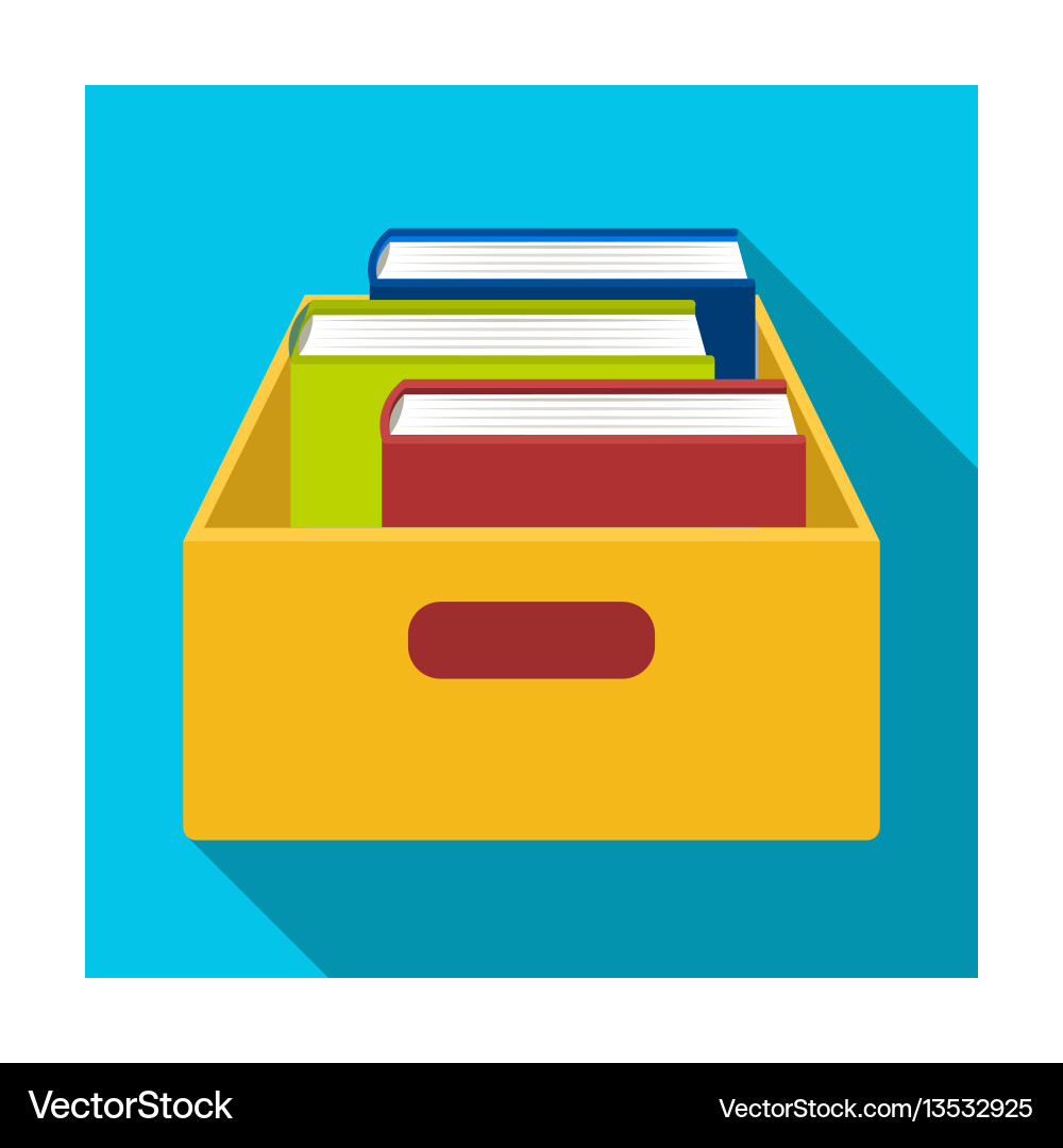 Books in box icon flat style isolated on white Vector Image