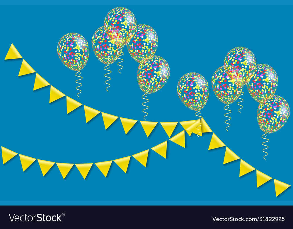 Bunting flags and helium balloons Royalty Free Vector Image