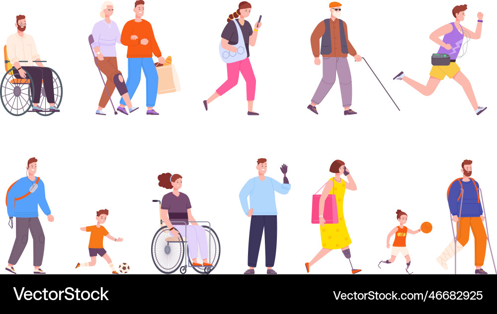 Disabled people characters person with diverse Vector Image