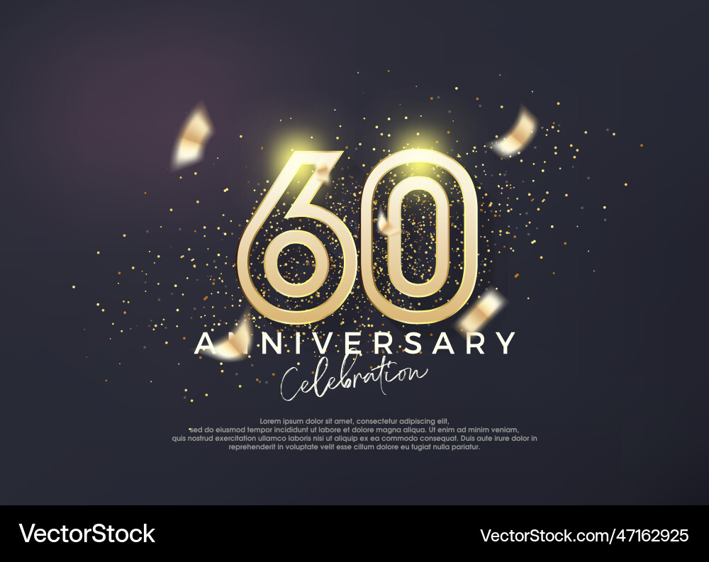 Gold line design for 60th anniversary celebration Vector Image