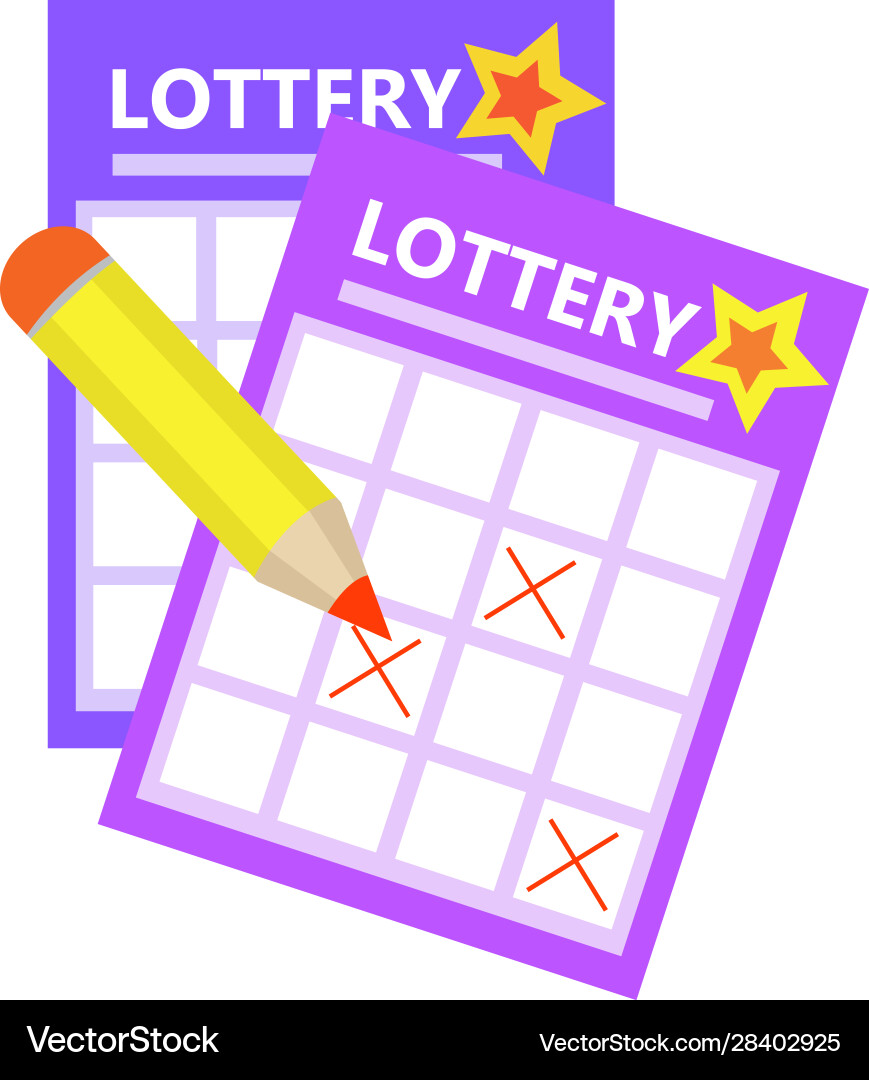 Lottery ticket bingo win icon flat style Vector Image