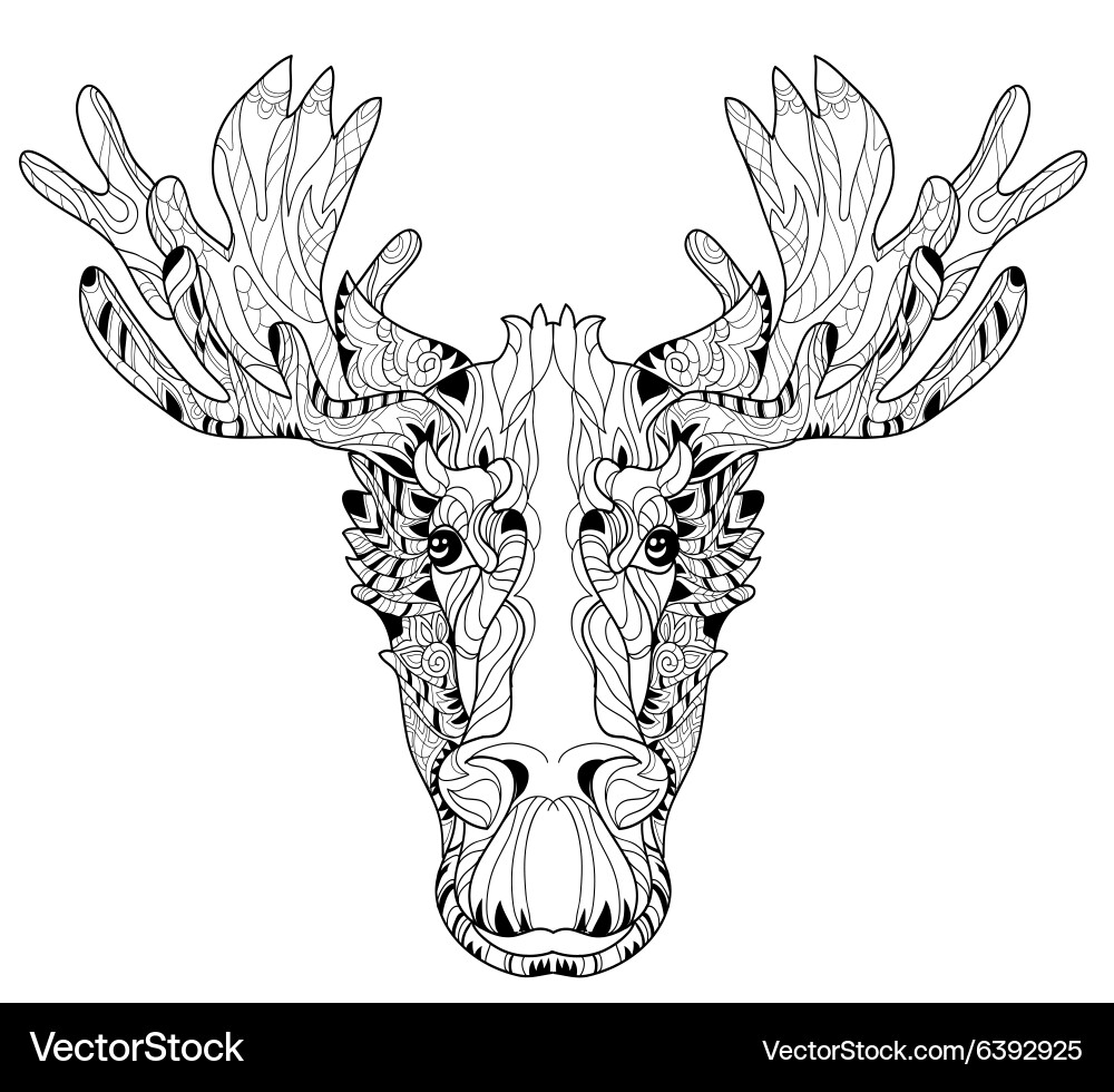 Ornamental head elk layered Royalty Free Vector Image