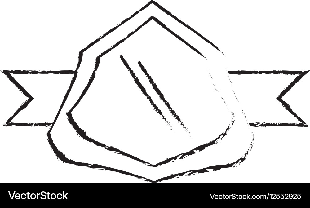 Shield decorative emblem and ribbon sketch Vector Image