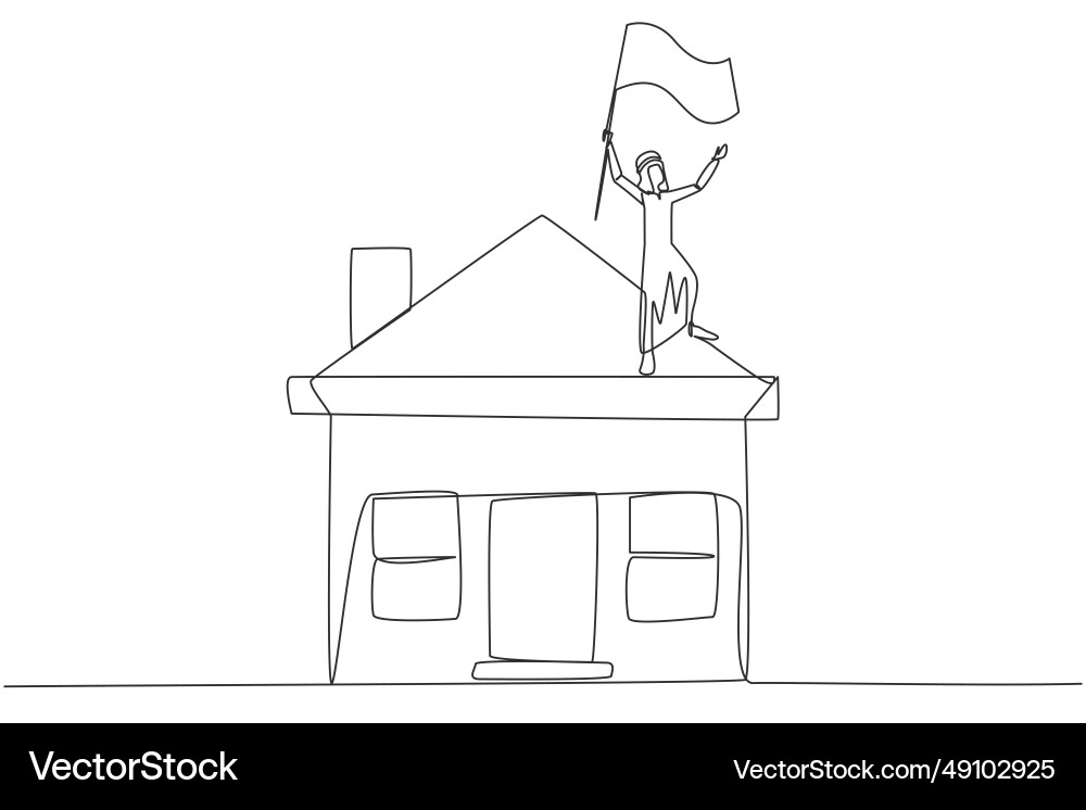 Single continuous line drawing of arabian Vector Image
