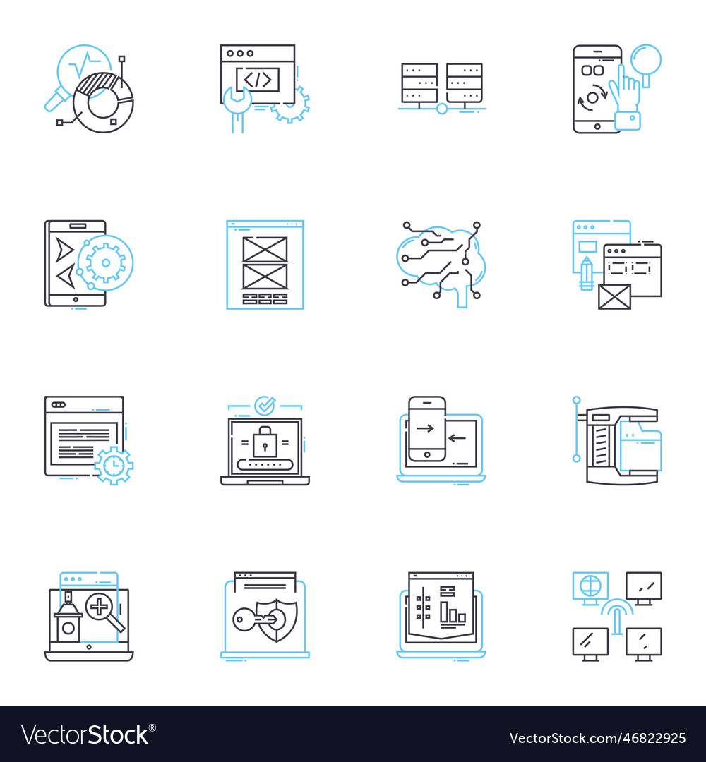 Software computing linear icons set algorithm Vector Image Software computing linear icons set algorithm Vector Image