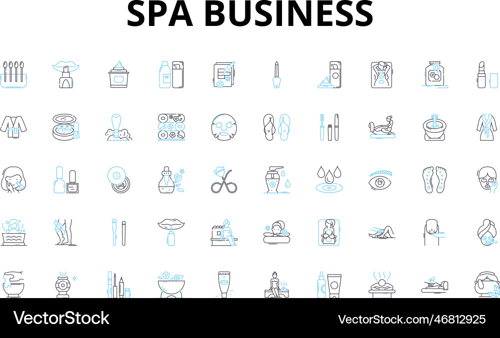 Spa business linear icons set relaxation Vector Image