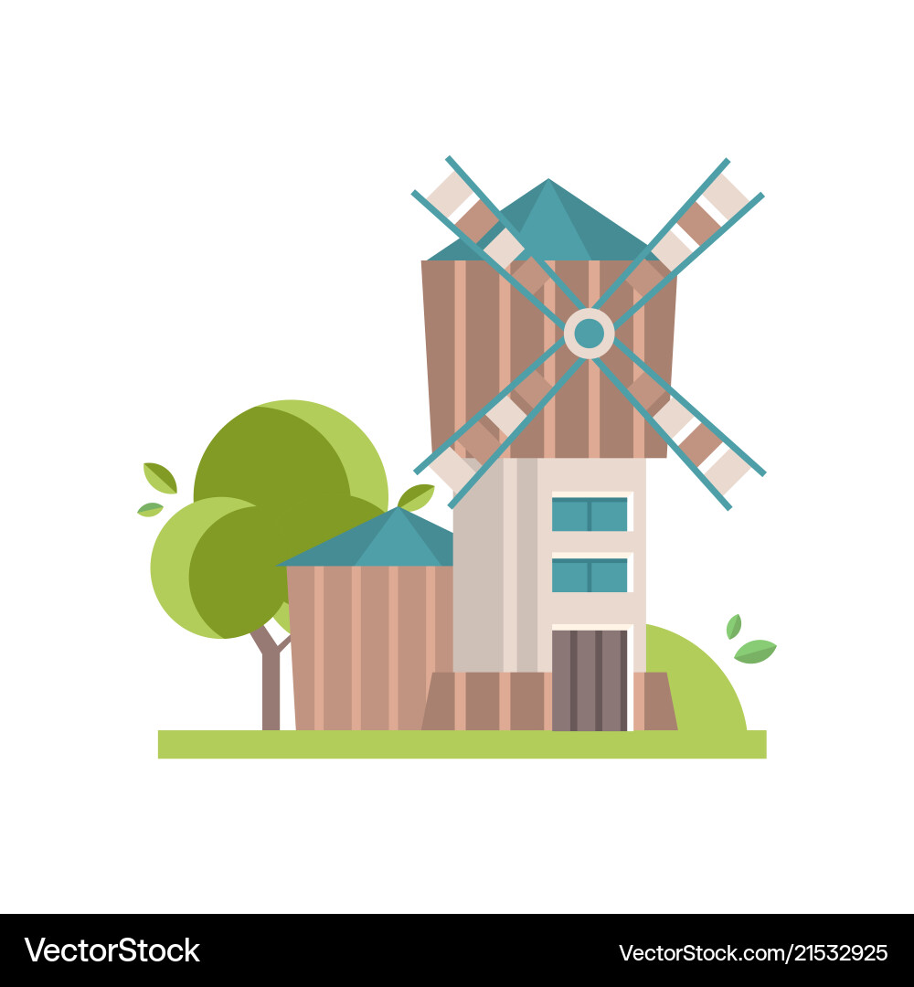 Wooden mill building on a Royalty Free Vector Image