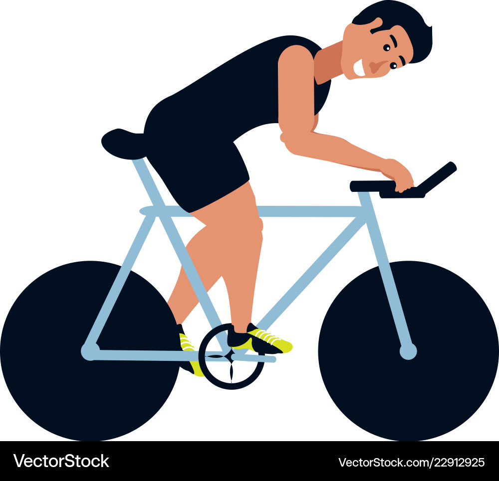 Young athletic man in bicycle Royalty Free Vector Image