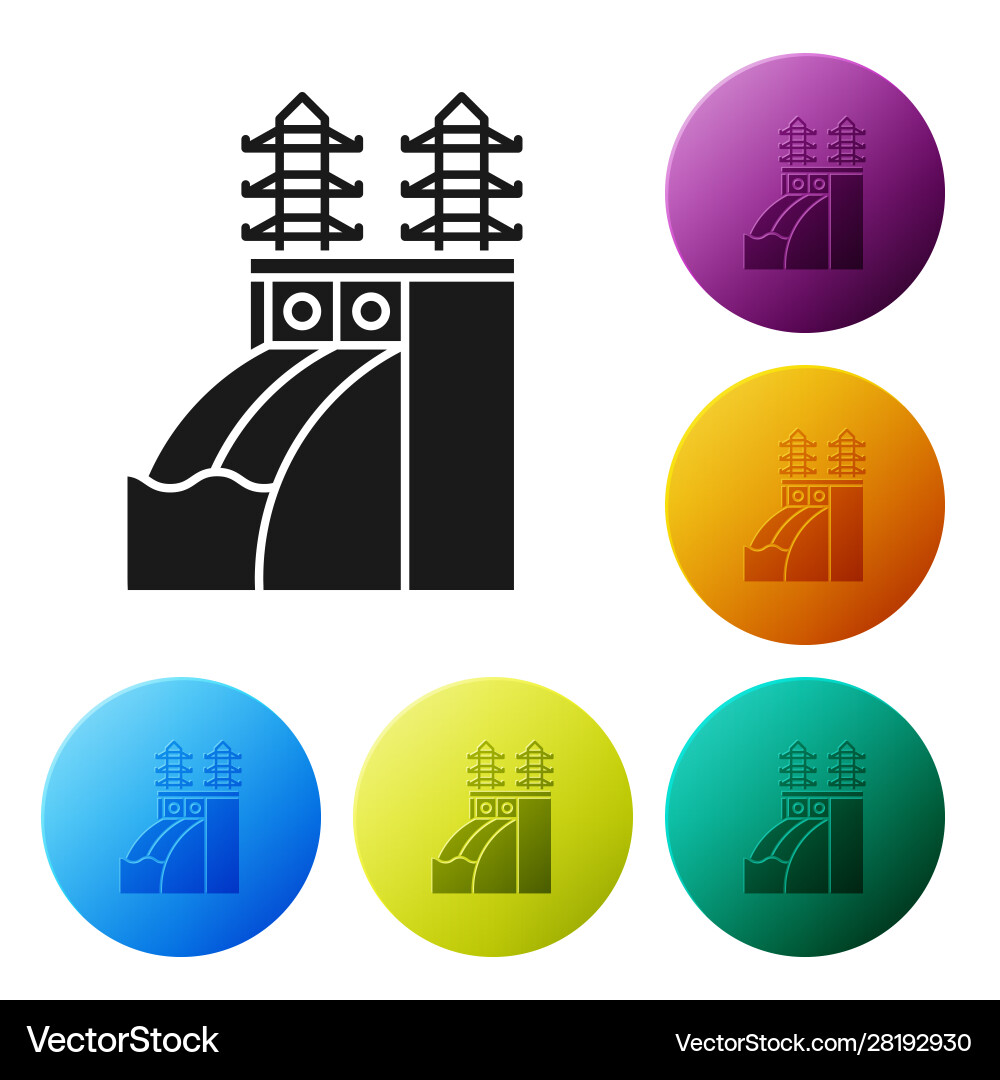 Black nuclear power plant icon isolated on white Vector Image