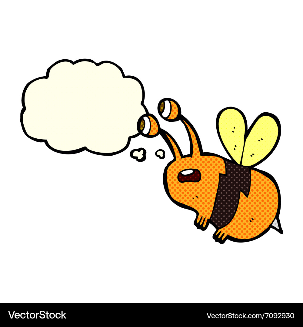 Cartoon frightened bee with thought bubble Vector Image
