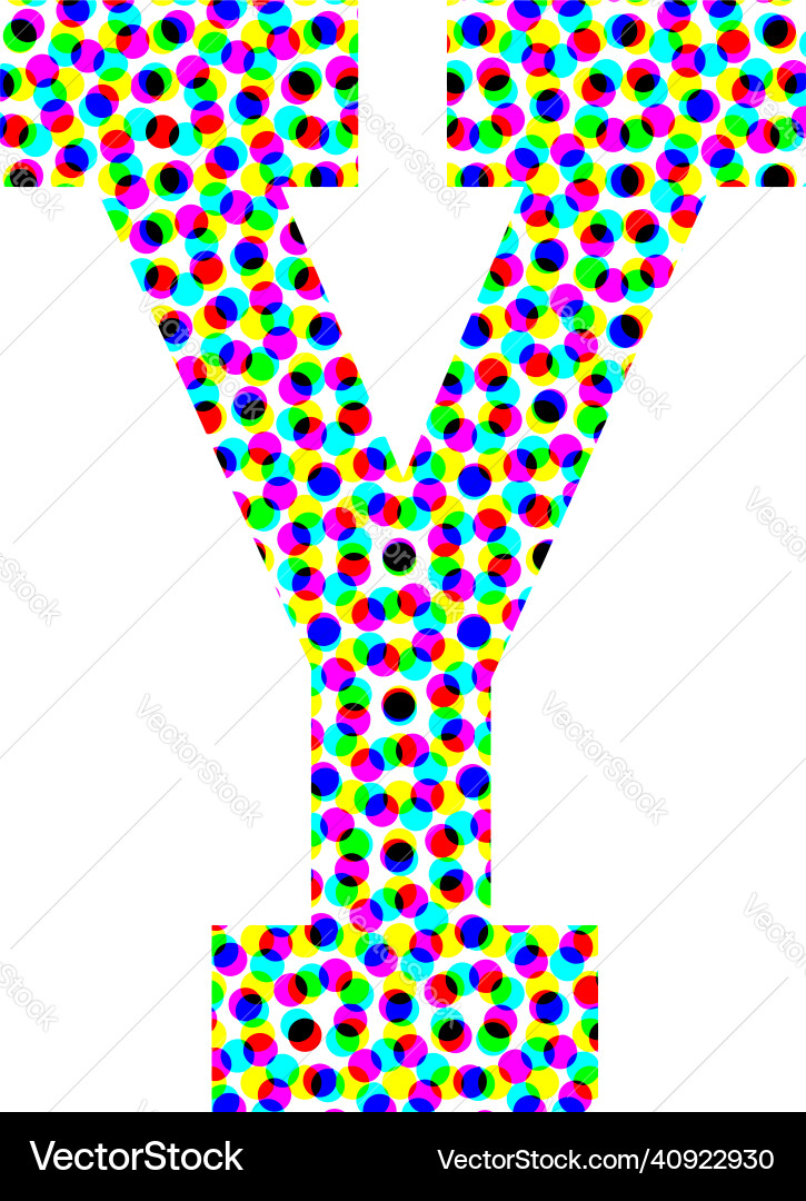 Colorful halftone font design letter y Royalty Free Vector