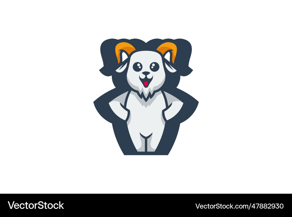 Cute goat lineart template logo design Royalty Free Vector