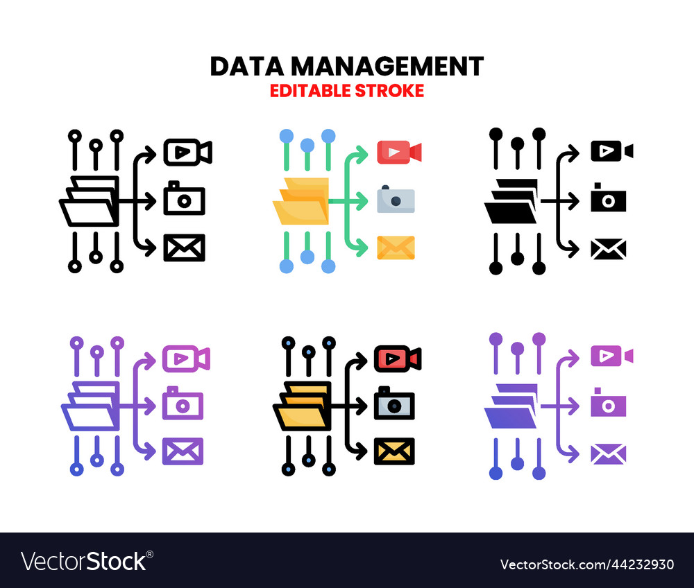 Data management icon set with different style Vector Image