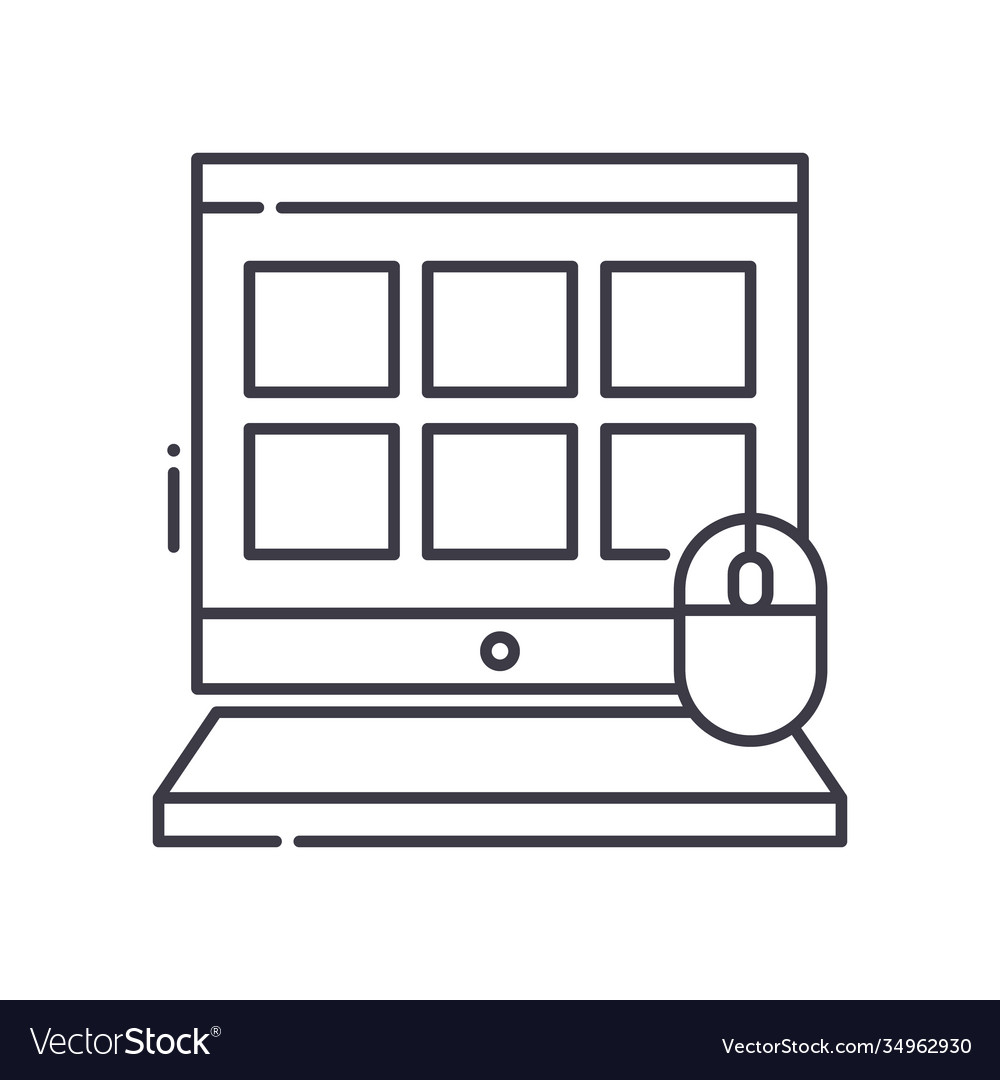 Digital computer icon linear isolated Royalty Free Vector